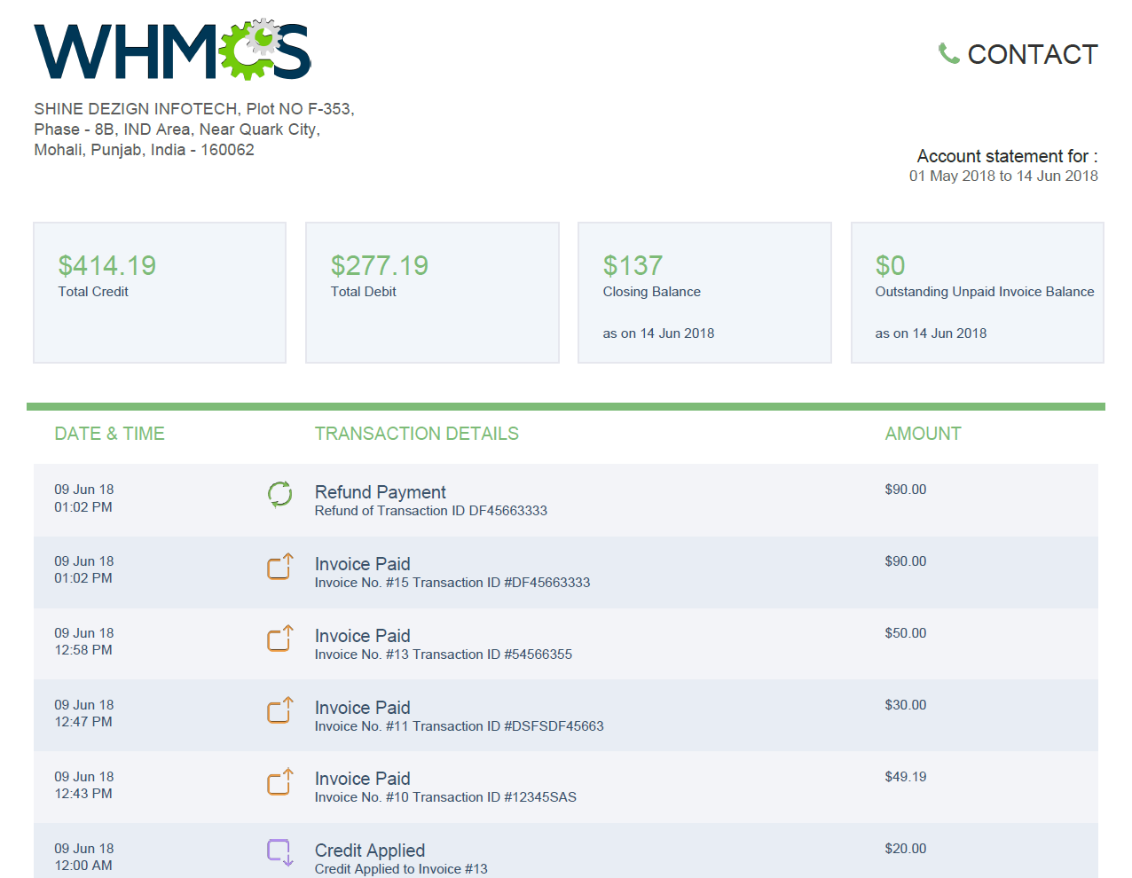 WHMCS Account Statement Module | WHMCS Modules
